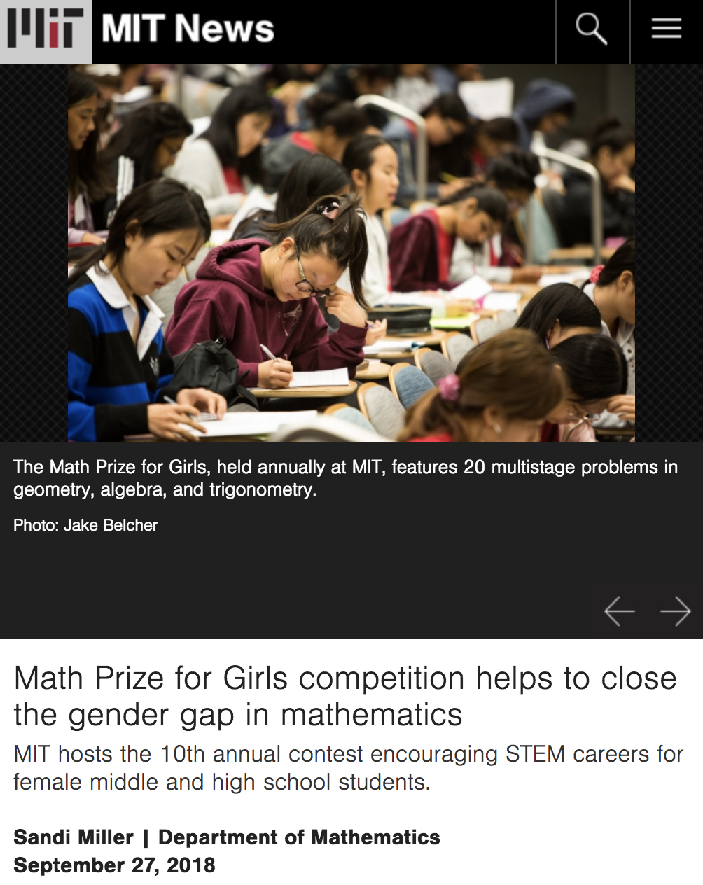 Math Prize for Girls competition helps to close the gender gap in ...